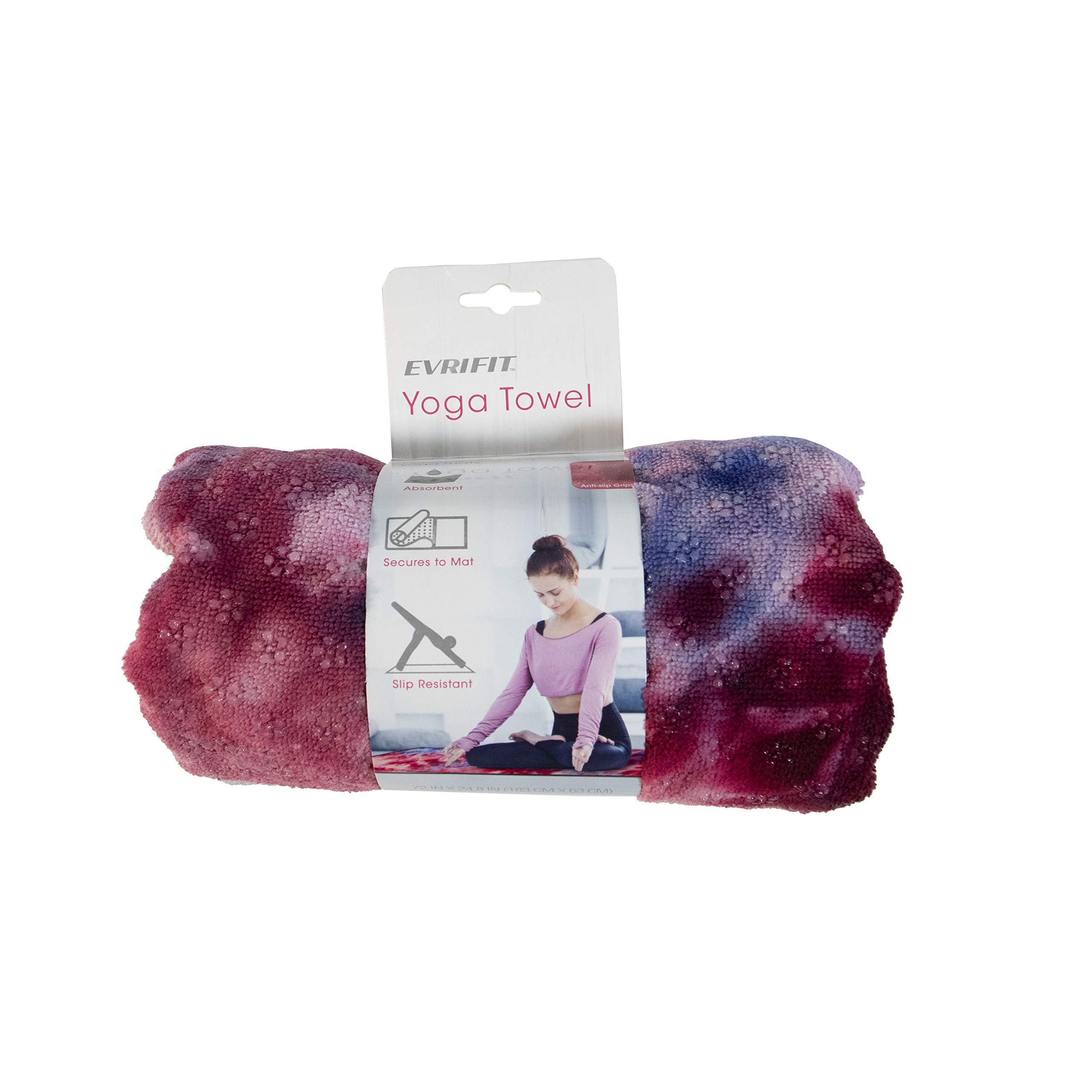 EvriFit Yoga Towel, Absorbent Microfiber, Soft and Durable, Ideal for Bikram Hot Yoga, Suitable for All Levels, Pink
