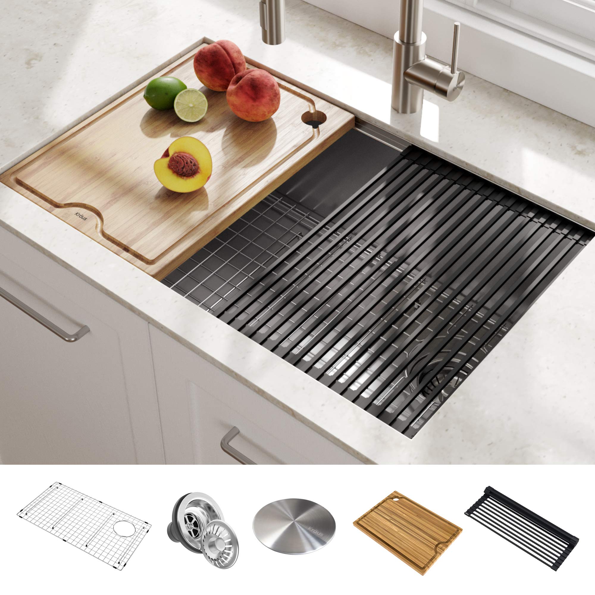 Kraus KWU110-30 Kore Kitchen Single Bowl, 30 Inch, 30"- Workstation Sink