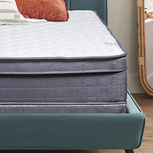 Treaton 10-Inch Plush Foam Encased Hybrid Eurotop Innerspring Mattress and 4" Wood Low Profile Boxspring/Foundation Set, Full XL