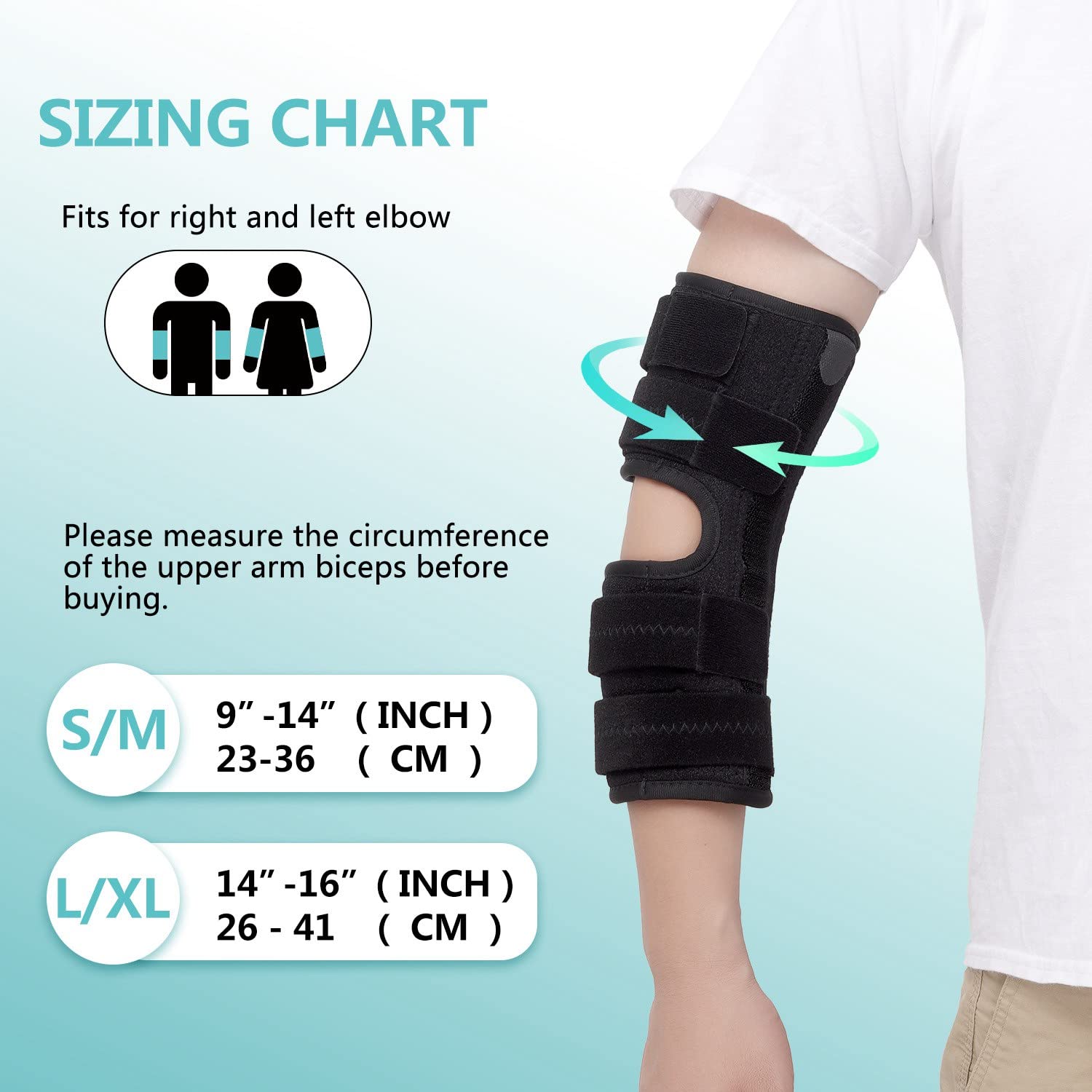 fibee Elbow Brace for Ulnar Nerve Entrapment,Cubital Tunnel Brace for Sleeping,Adjustable Elbow Immobilizer for Tendonitis,Arthritis and Pain Relief,Elbow Stabilizer Brace for Men and Women(L/XL)