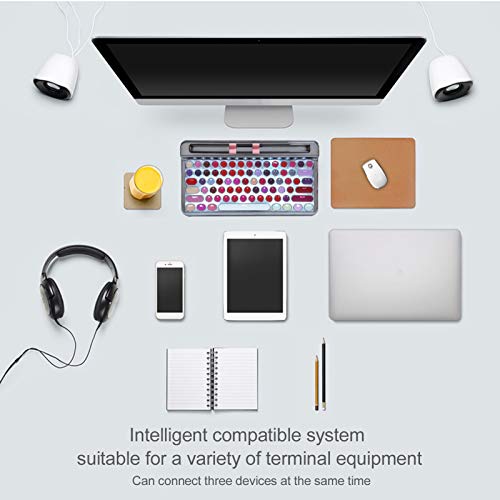 GOWENIC Gaming Keyboard Punk Keyboard Portable Bluetooth Wireless Keyboard 76 Keys Mechanical Computer Keyboard with Rounded Keycaps, LED Monochrome Backlight, Blue Switch (Silver‑Lipstick Style)