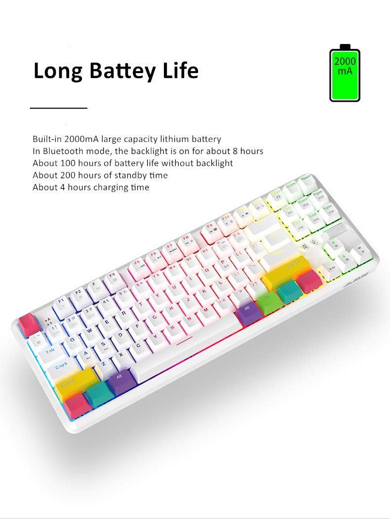 FIRSTBLOOD ONLY GAME. K870T 80% Bluetooth/Wired Dual Mode Mechanical Keyboard, 87 Keys Compact Computer Keyboard with Brown Switch, RGB Backlight