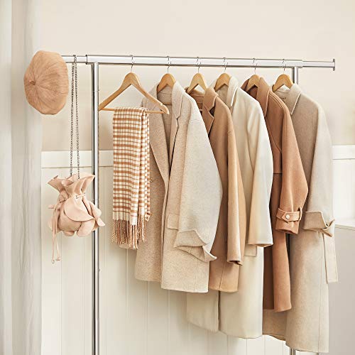 SONGMICS Clothes Rack and Garment Rack on Wheels Bundle, Heavy Duty Clothing Racks, Steel, Extendable Rail, Storage Shelf, Black and Chrome UHSR25BK and UHSR11S
