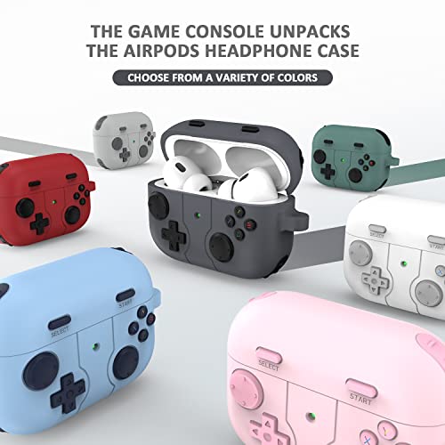 RFUNGUANGO AirPods Pro 2nd /1st Generation Case Cover with Keychain,Game Player Design for Kid Men and Women, Soft Silicone Case for AirPods Pro Gen 2/1(2022/2019) Charging Case-Grey