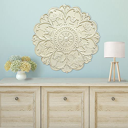 Stratton Home Decor -- Dropship, us home, SUHQX S03354 Stratton Home Decor Shabby White Medallion Wall Decor Shabby Medallion Wall Decor,White, 27.00" x 1.18"