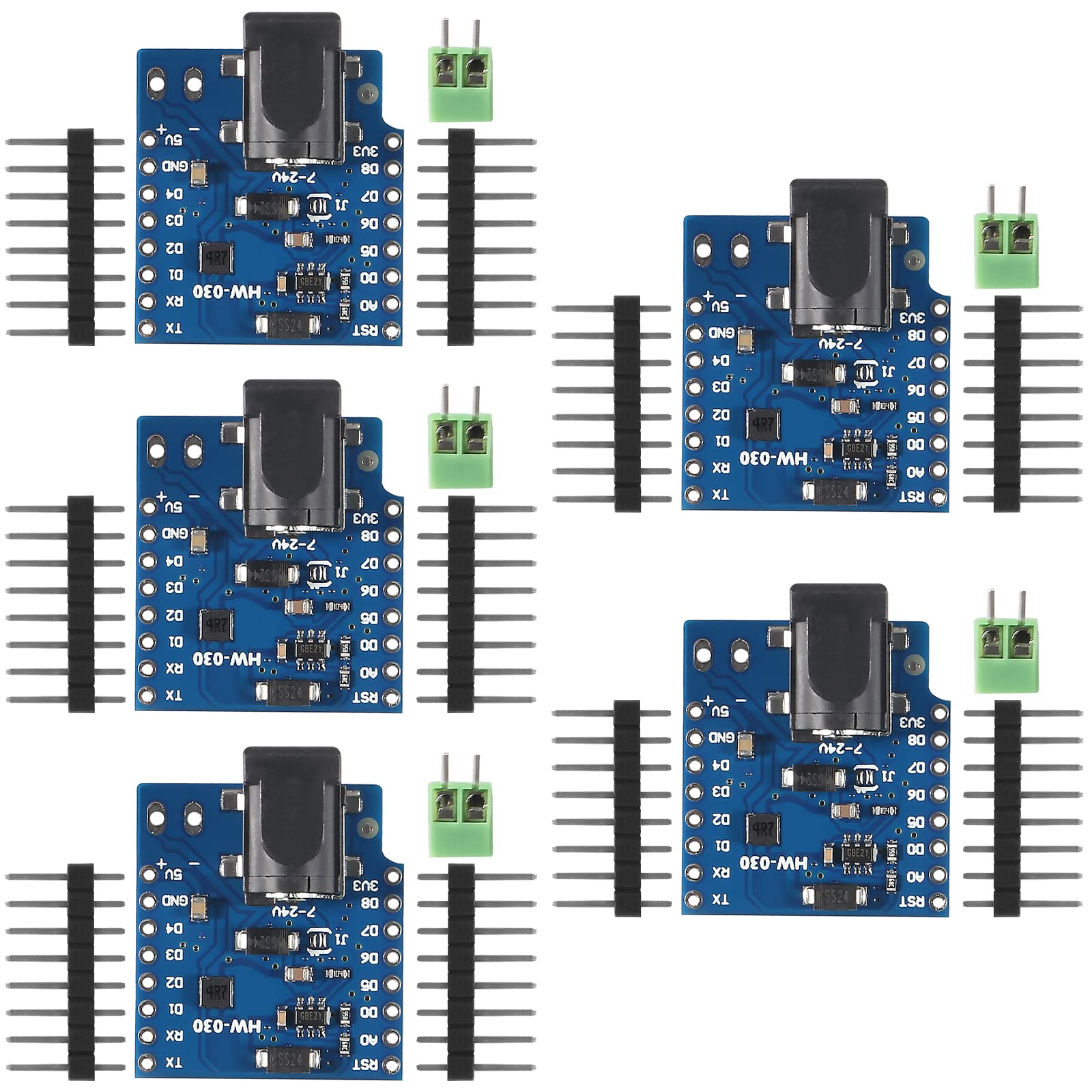 DWEII 5pcs DC Power Shield V1.1.0 for wemos D1 Mini Development Board DC Power Supply Screen Module