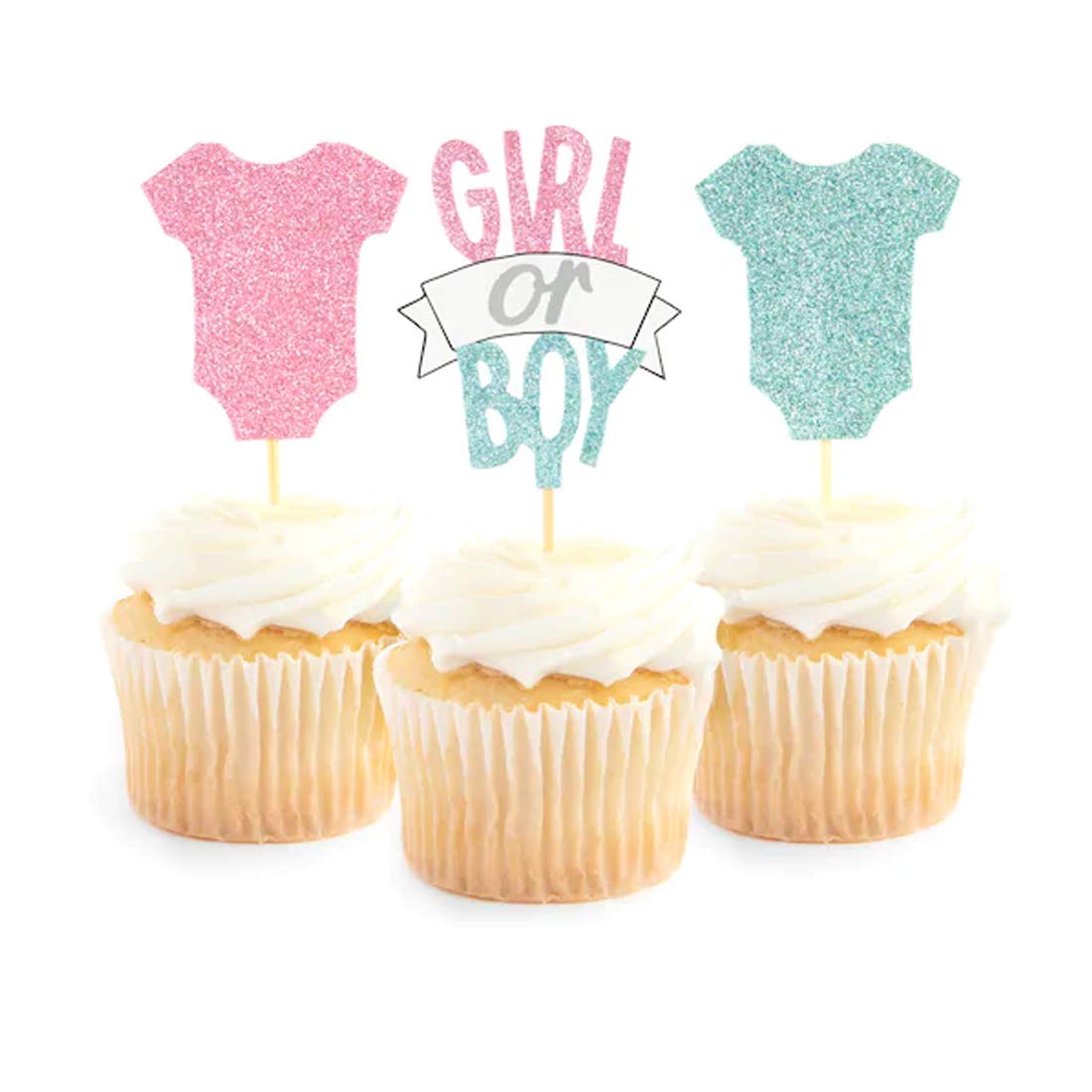 Glittery Gender Reveal Treat Toppers by Celebrate It