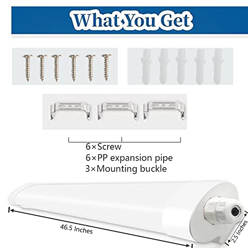 Super Bright LED Ceiling Light Fixture 4FT, 5000K Utility Shop Lights, IP66 Waterproof Garage Light,Ceiling and Under Cabinet Light, 48W 5200LM Tube Light for Garage Hallway Kitchen Workbench Office