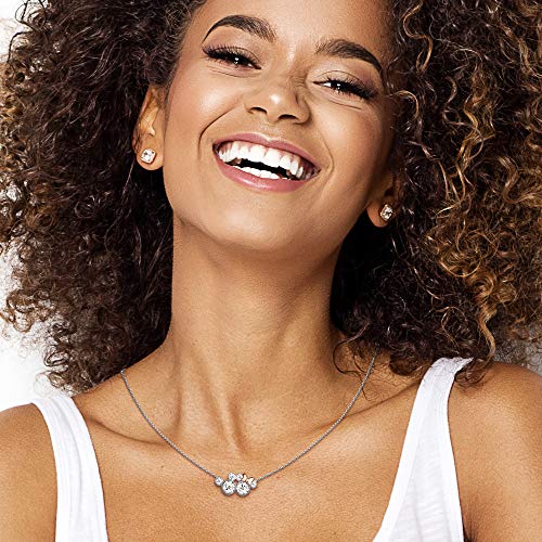 Disney Mickey and Minnie Mouse Jewelry, Two Tone Crystal Necklace, Silver Plated, Pink Flash Plated Necklace, 16+2" extender