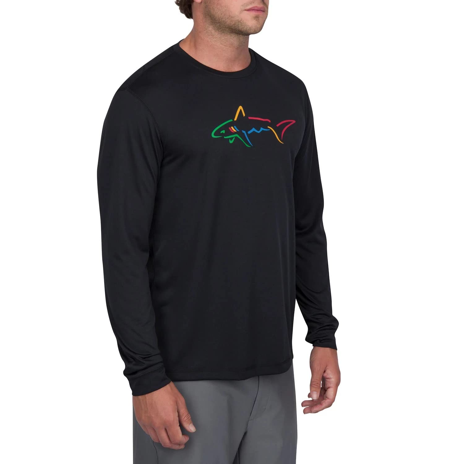 Greg Norman Men's Long Sleeve Golf Performance Tee - Black X-Large