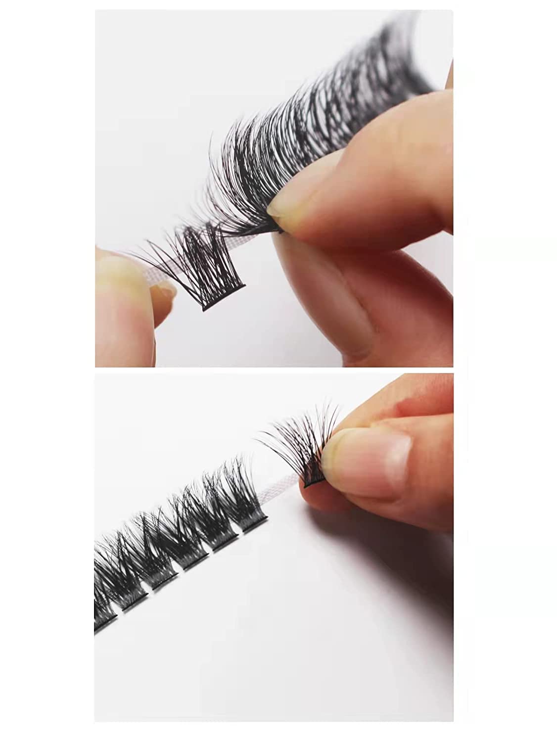 Hannahool Large Tray -D Curl Handmade Thick Base Natural Long Individual False Eyelashes Dramatic Cluster Lashes Makeup Full Volume Eye Lashes Extensions Wide Stem (16mm)