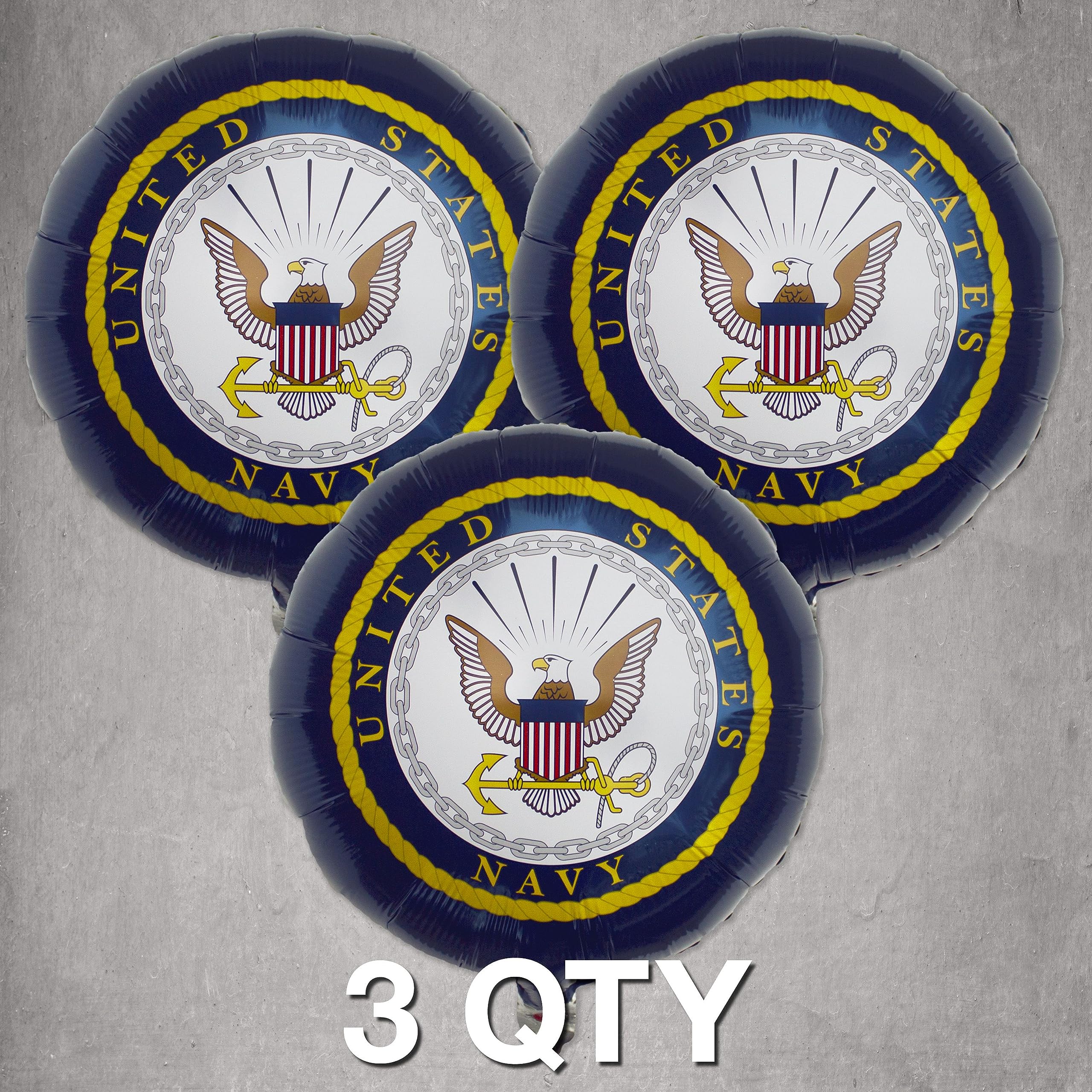 Havercamp U.S. Navy Balloons (3 Pcs.)! 3 (18β) Round Mylar Balloons with Officially Licensed U.S. Navy Crest logo.