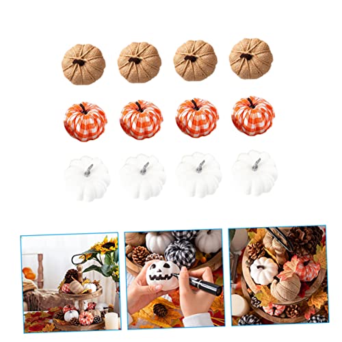 Garneck 36 Pcs Thanksgiving Pumpkin Foam Pumpkins Halloween Pumpkins Fall Decorations Artificial Pumpkin Ornament Pumpkin Model Halloween Layout Decor Lattice Ornaments Rope
