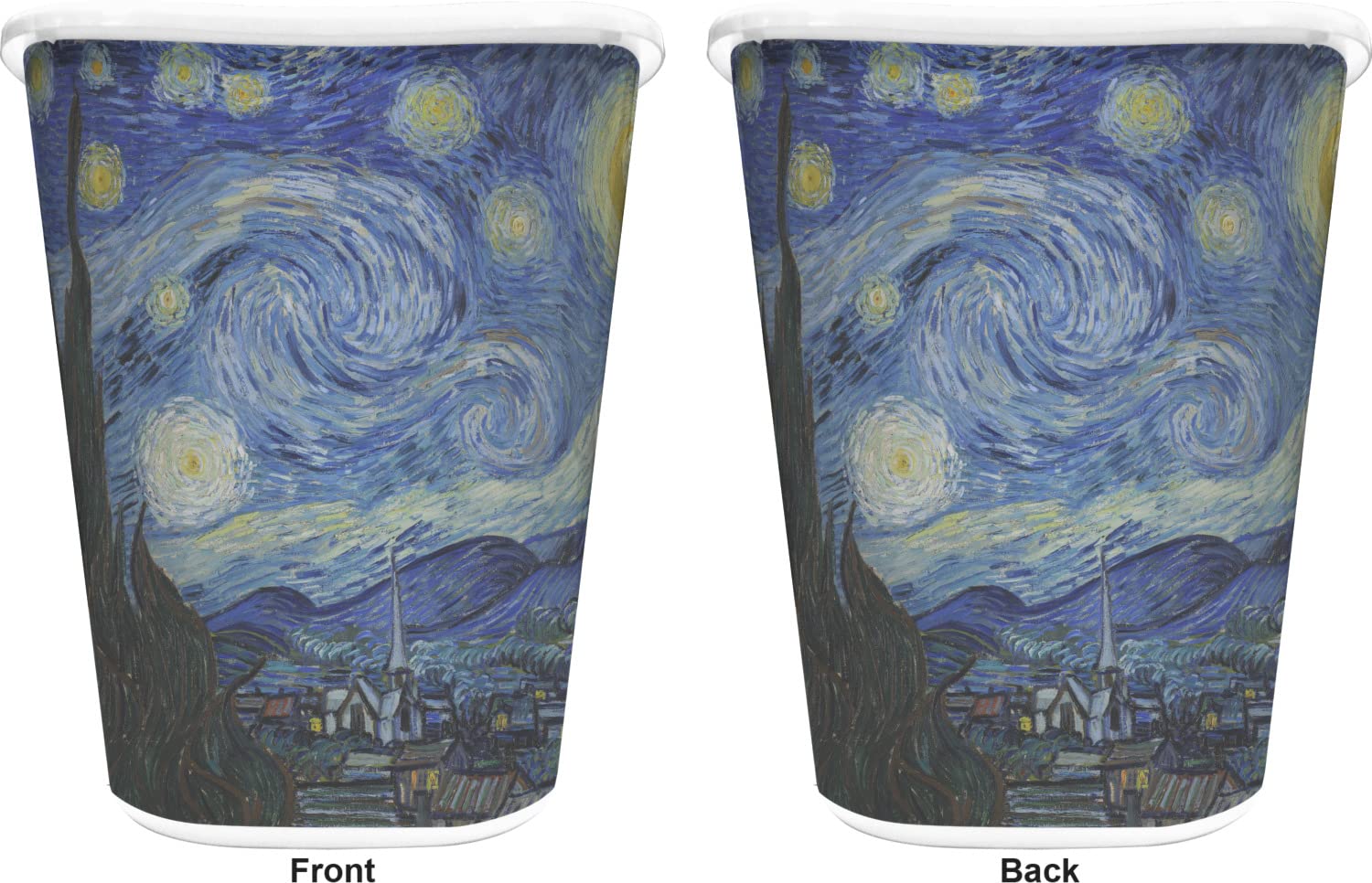 RNK Shops The Starry Night (Van Gogh 1889) Waste Basket - Double Sided (Black)