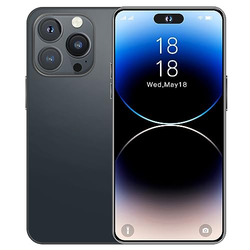 ExAchat A14 5G Unlocked Cell Phones, 6GB + 256GB, 8-Core, 6.82" HD Display Smartphone, Android 13.0, 6000 mAh,64MP + 24MP, Android Phones That Support Face/Fingerprint Recognition-Black