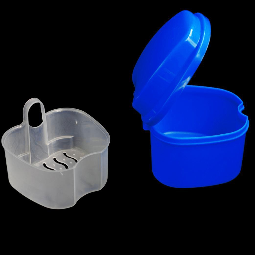 leucogenys Teeth Denture Case Bath Net False Container Box with Storage Box Hanging Other Small Craft Table (Dark Blue, One Size)