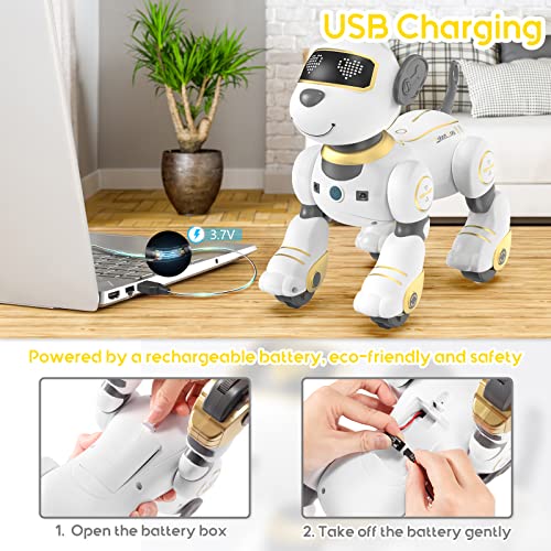 SONOMO Remote Control Robot Dog Toy for Kids, Programmable Robotic Puppy, Smart Interactive Stunt Robot Dog Toy for Kids 3-8 Year Gift
