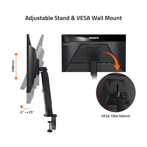 GIGABYTE M28U-AE Arm Edition 28" 144Hz 2160P UHD-KVM Gaming Monitor, 3840 x 2160 4k SS IPS Display, 1ms (GTG) Response Time, 94% DCI-P3, HDR Ready, FreeSync Premium Pro