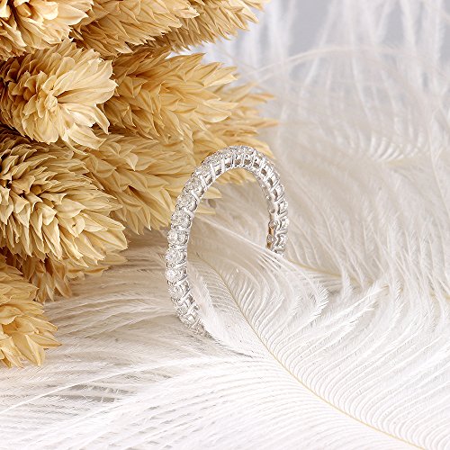 DovEggs Solid 10K White Gold 1.6CTW 2.5mm G-H Color Moissanite Eternity Engagement Rings Wedding Ring Anniversary Band for Women(6)