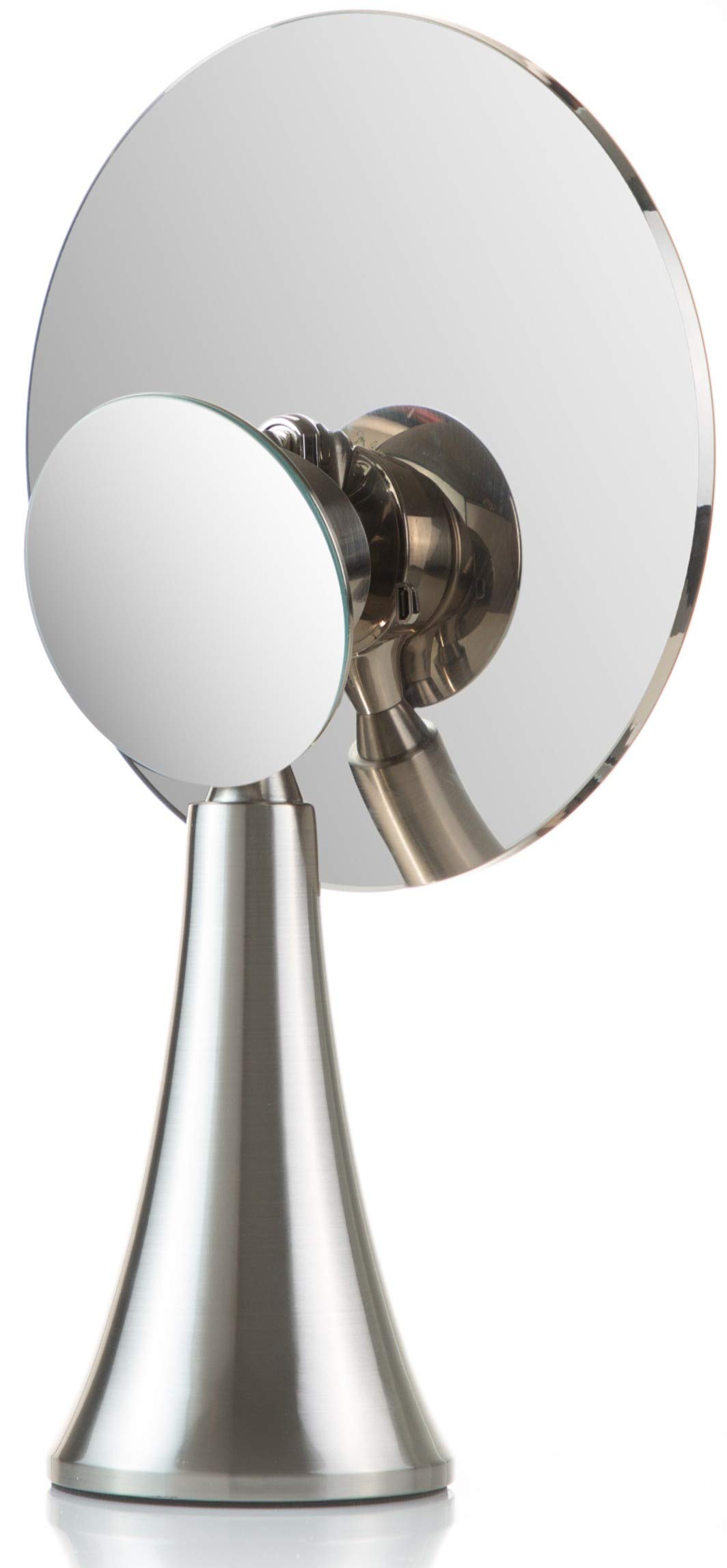 Evolvico 9 inch Lighted Round Makeup Vanity Mirror, 5X/10X Dual Magnification with Ultra Bright LED Lights System, Rechargeable, Cordless, Touch Control Adjustable Brightness, Brushed Stainless Steel