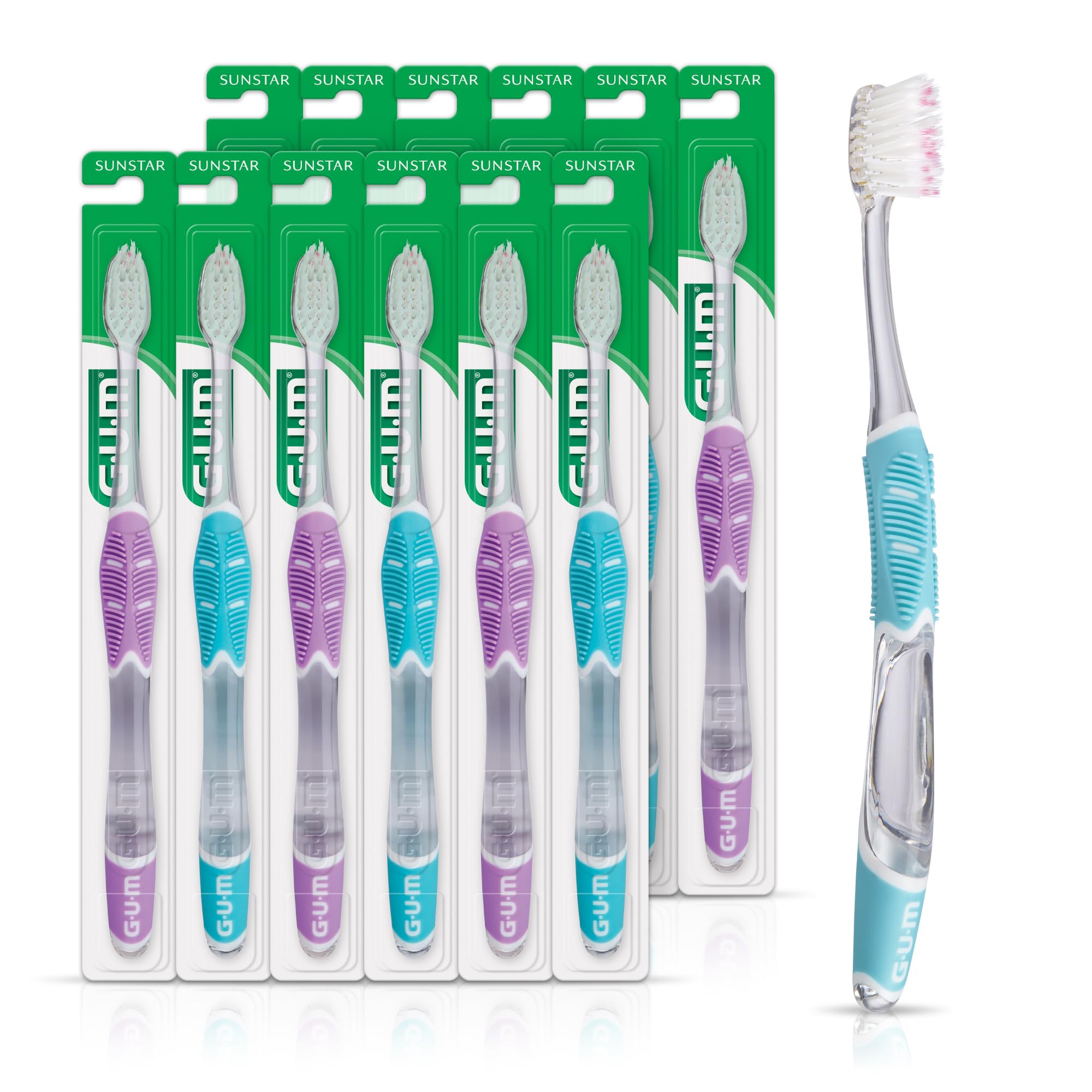 GUM Technique Deep Clean Sensitive Toothbrush, Compact Head & Ultra Soft Tapered Bristles for Adults with Sensitive, 1ct (12pk)