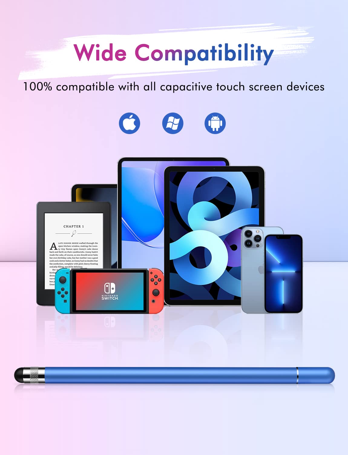MEKO Touch Screen Pens 2 in 1 Universal Stylus Pens Black Ink Pen Stylist Pens for iPad/iPhone/Tablet/Laptops/Samsung Galaxy All Capacitive Touch Screens- 3 Pack