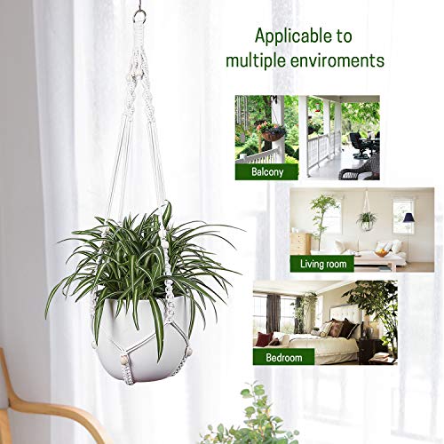 VISEMAN Macrame Plant Hanger-Outdoor Indoor Hanging Planter Holder/Hanging Basket Flower Hangers Cotton Rope with Bead for Home Decor