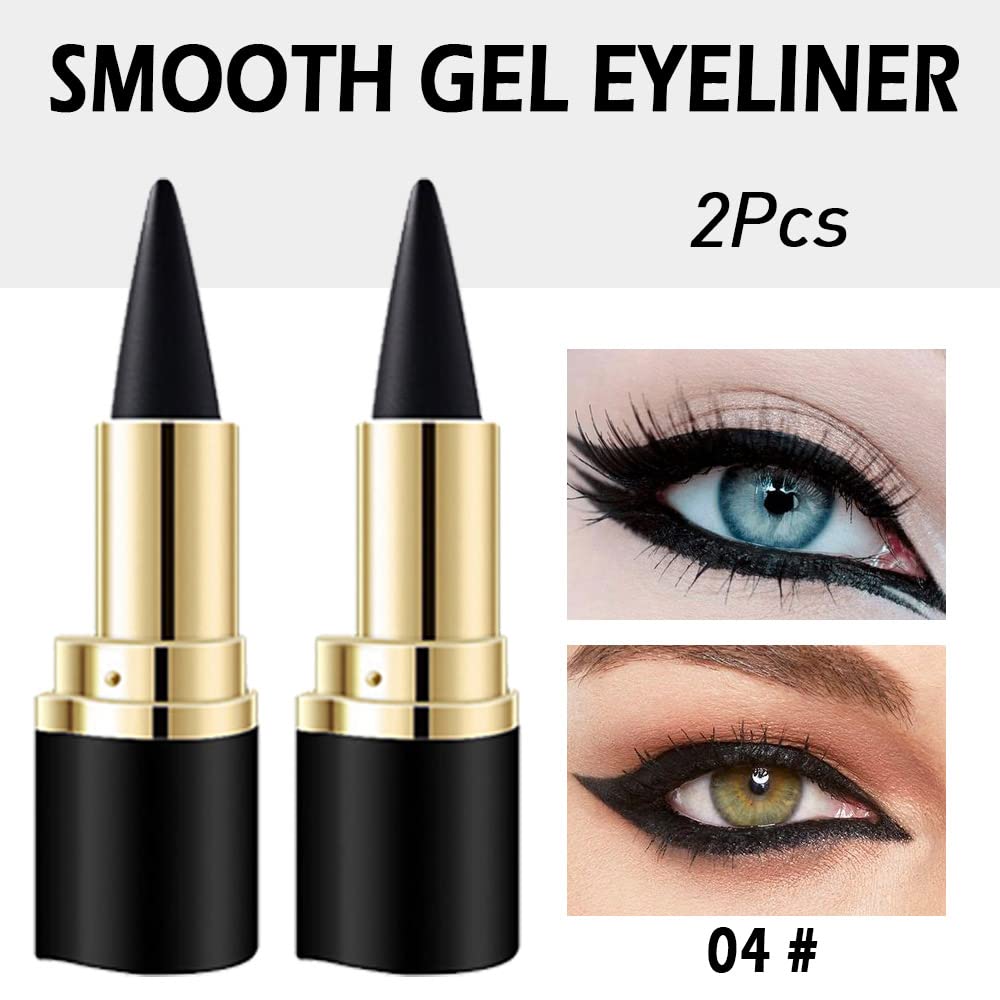 evpct 2Pcs Black Gel Eyeliner Pencils Eye Black Face Paint Stick Lipstick Halloween Makeup Set Waterproof Smudge Proof Liquid Eyeliner Pen Crayon Smokey Eye Liners delineador de ojos contra el agua
