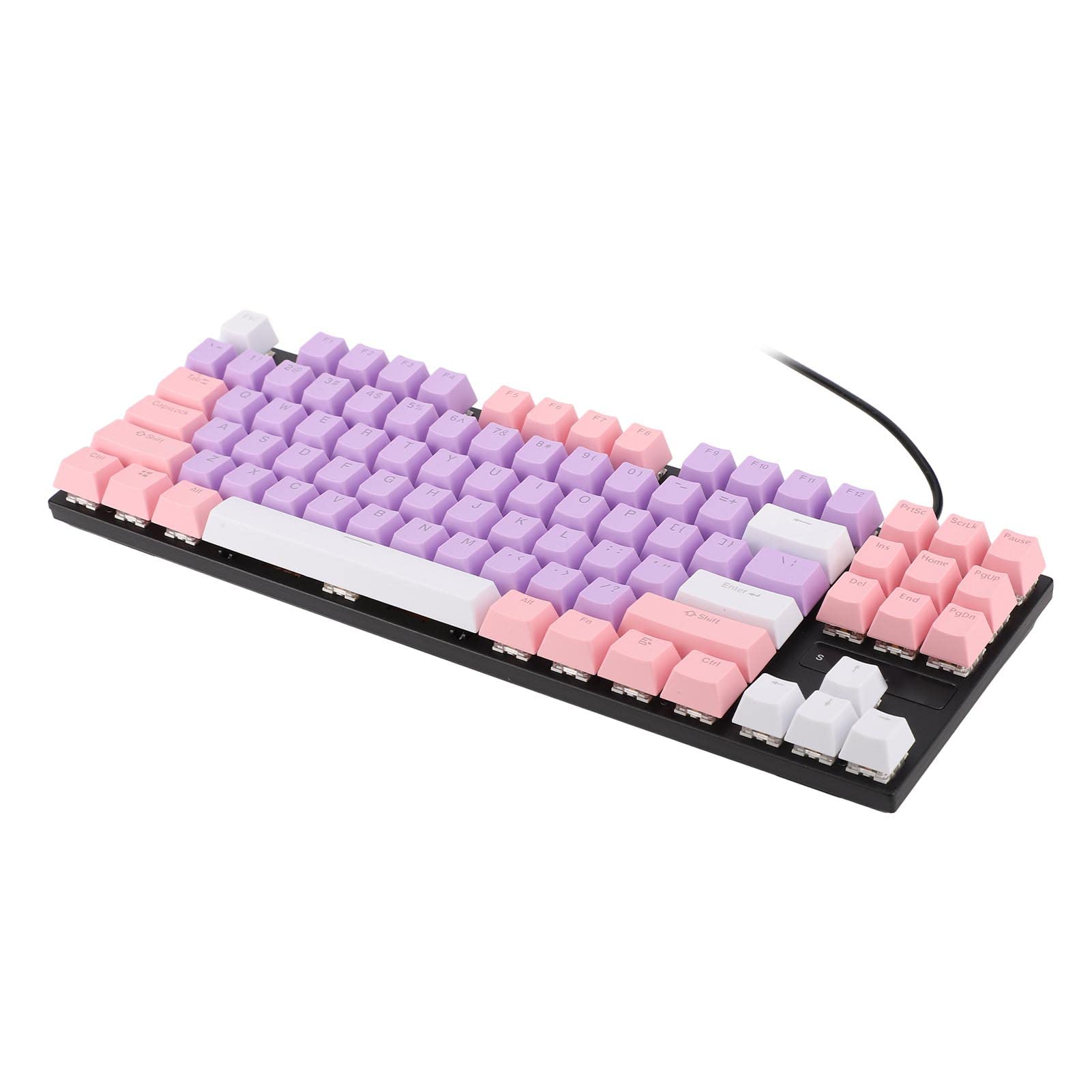 LBEC Mechanical Gaming Keyboard, Gaming Keyboard All Key Conflict Free 26 RGB Lighting Effects Blue Switch Waterproof for PC (Purple Pink White)