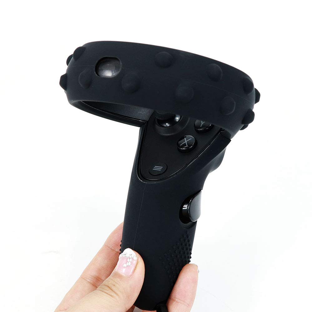 Esimen Controller Skin for Oculus Quest Rift S Premium GelPremium Gel Shell Silicone Grip Covers Protection Covers Featuring Low-Profile Friction Studs (Set of 2) (Black)