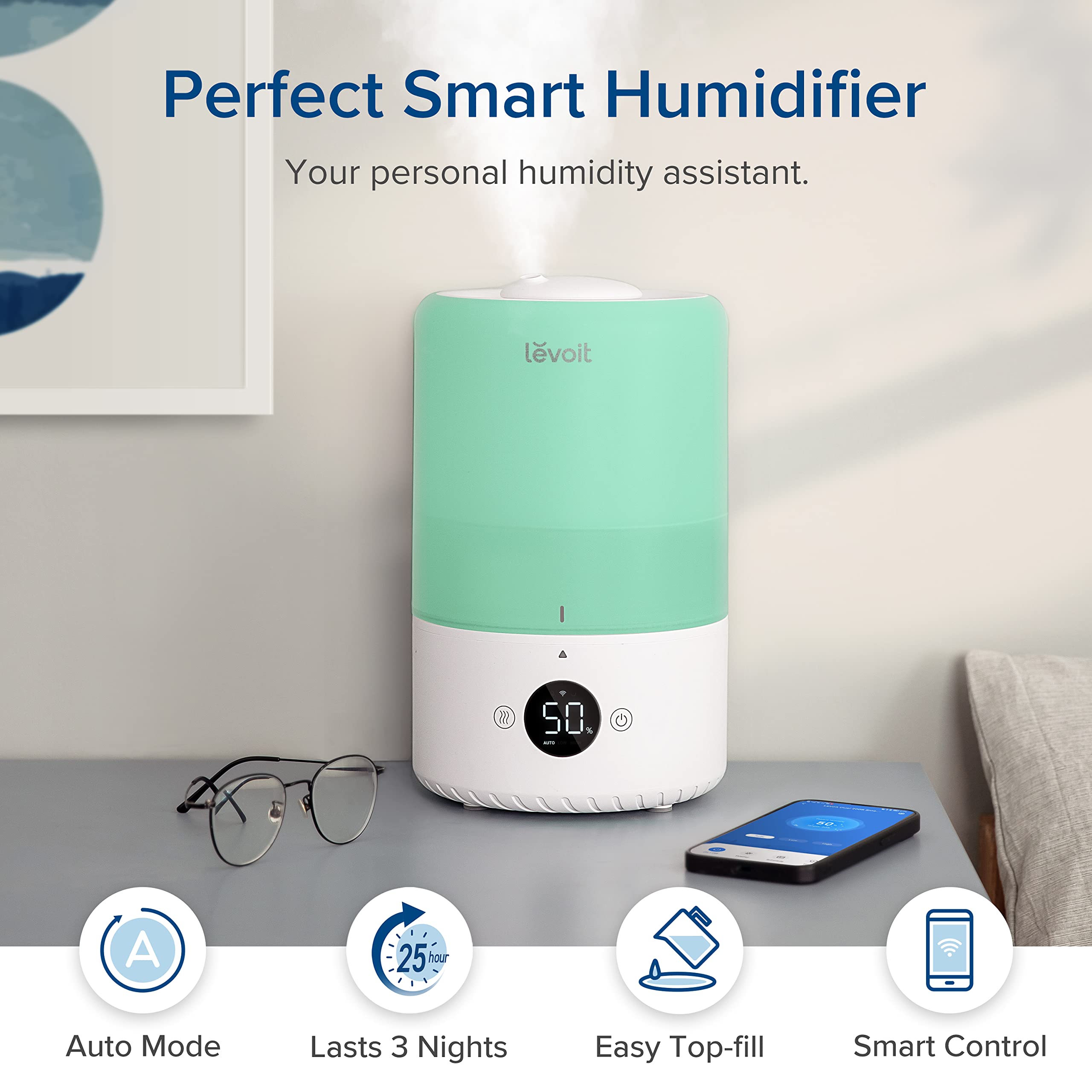 LEVOIT Air Purifiers for Bedroom Home & Smart Cool Mist Top Fill Humidifiers for Bedroom with Sensor