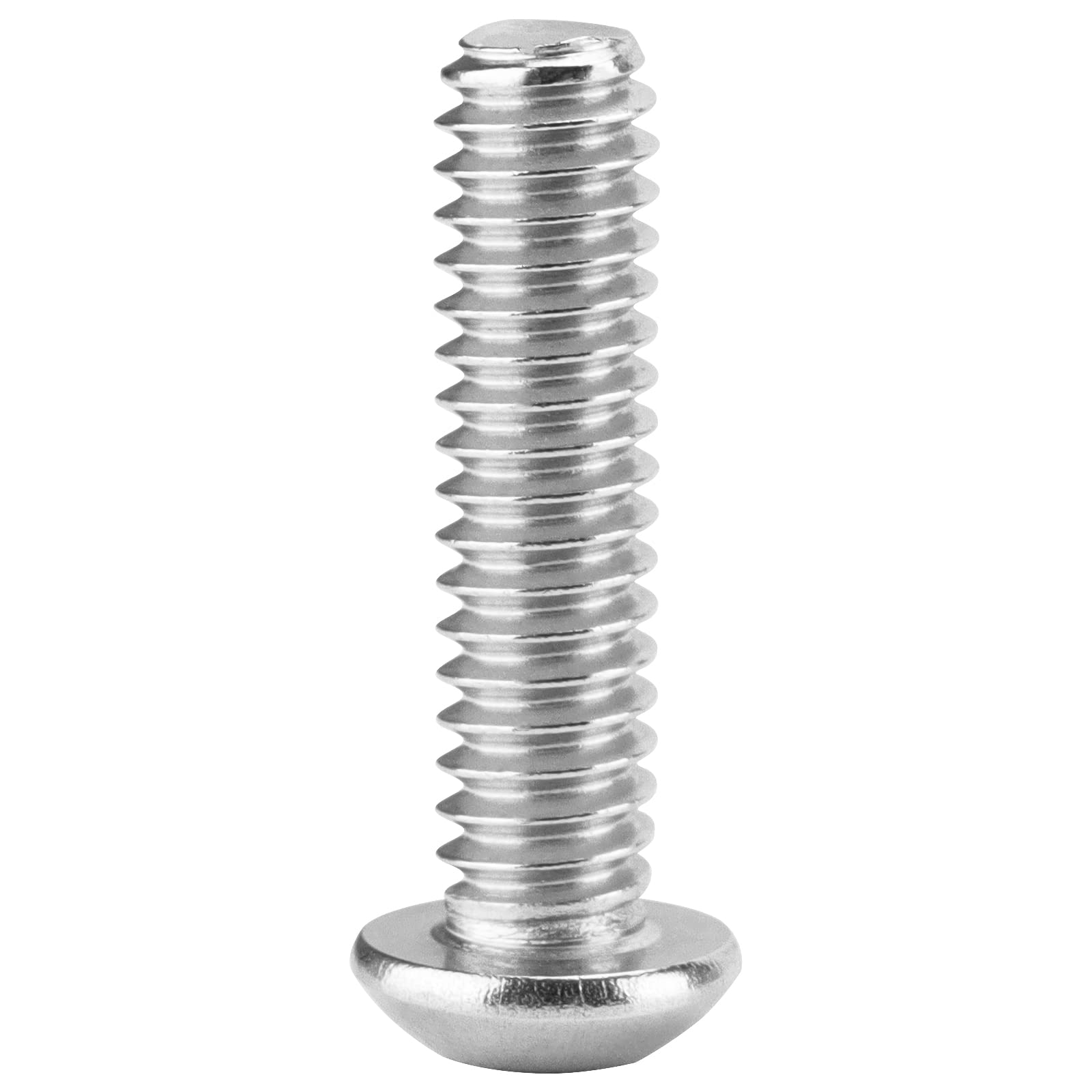 HEIHAK 100 PCS 1/4-20 x 1 Inch Button Head Socket Cap Bolts Screws, 18-8 304 Stainless Steel Hex Bolts, Hex Head Cap Screw Bolts Fastener, Silver Finish, Fully Threaded, Allen Hex Drive