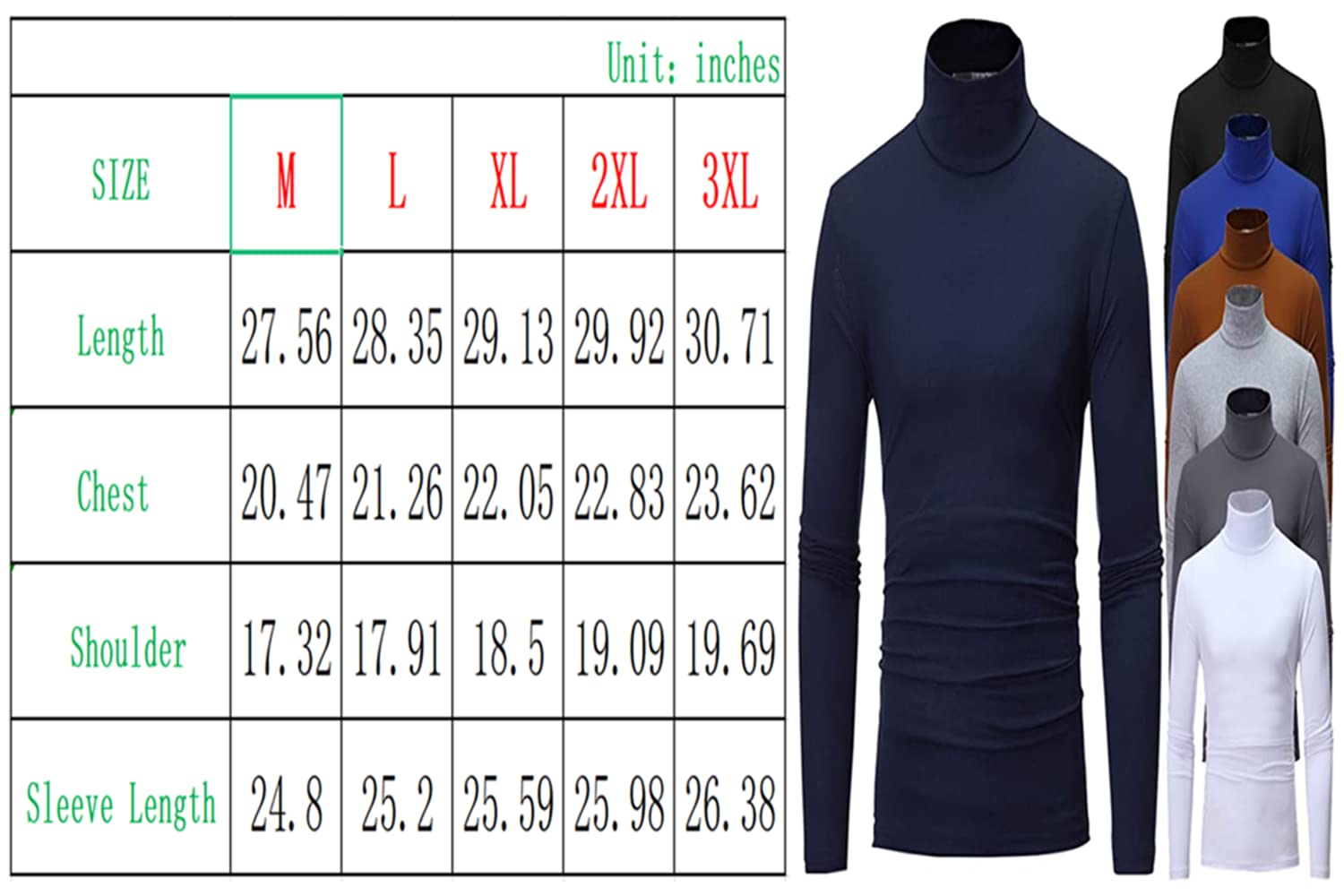 GSTARI Men's Turtleneck Top Slim Fit Solid Base Sweater Casual Long Sleeve Underwear Tops Male Cozy Breathable Blouse T-Shirt Coffee