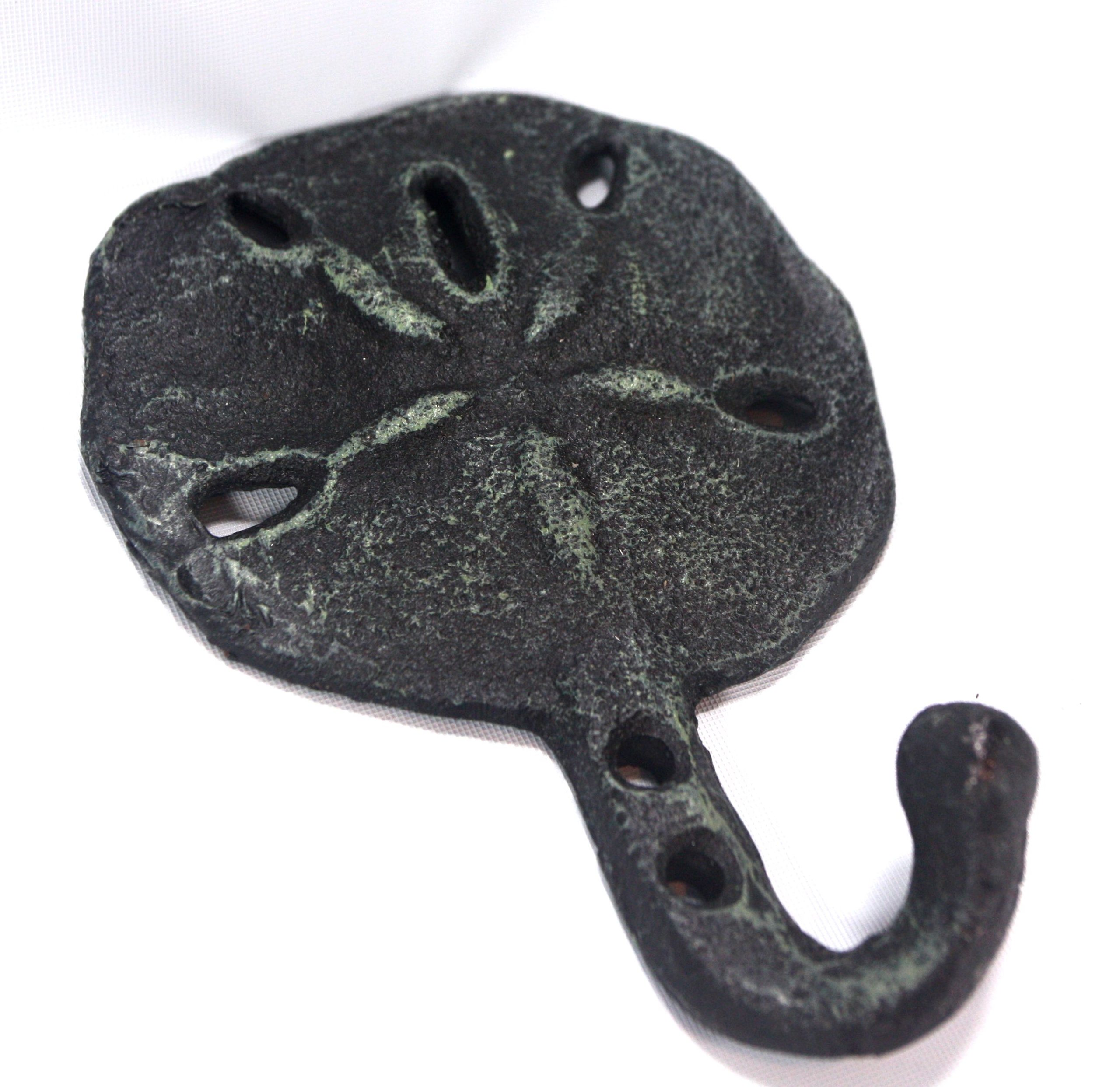 Sand Dollar Shell Wall Hangers Cast Iron Antique Brown - Set of 3 for Coats, Aprons, Hats, Towels, Pot Holders, More