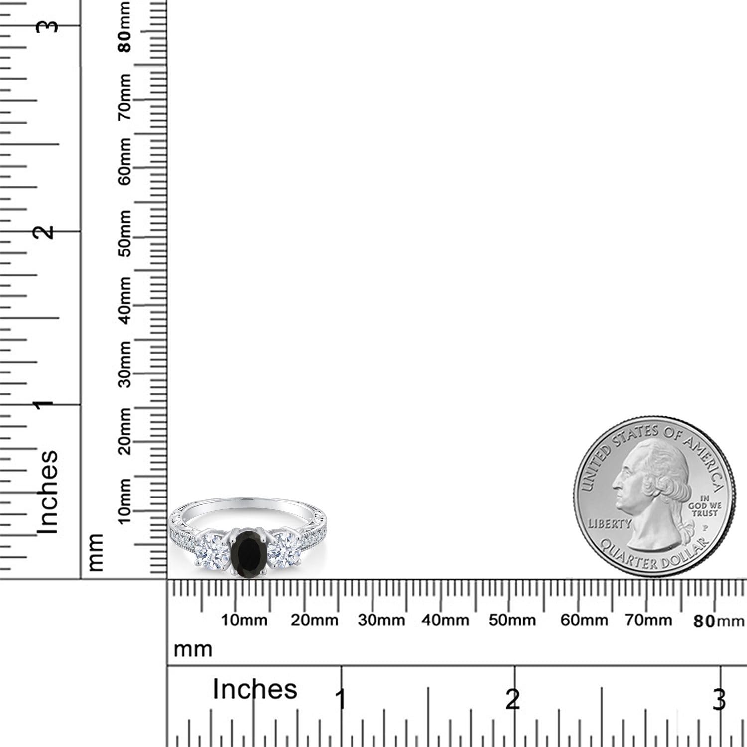 Gem Stone King 925 Sterling Silver Black Onyx Wedding Engagement Ring For Women (2.42 Cttw, Gemstone Birthstone, Available in size 5, 6, 7, 8, 9)