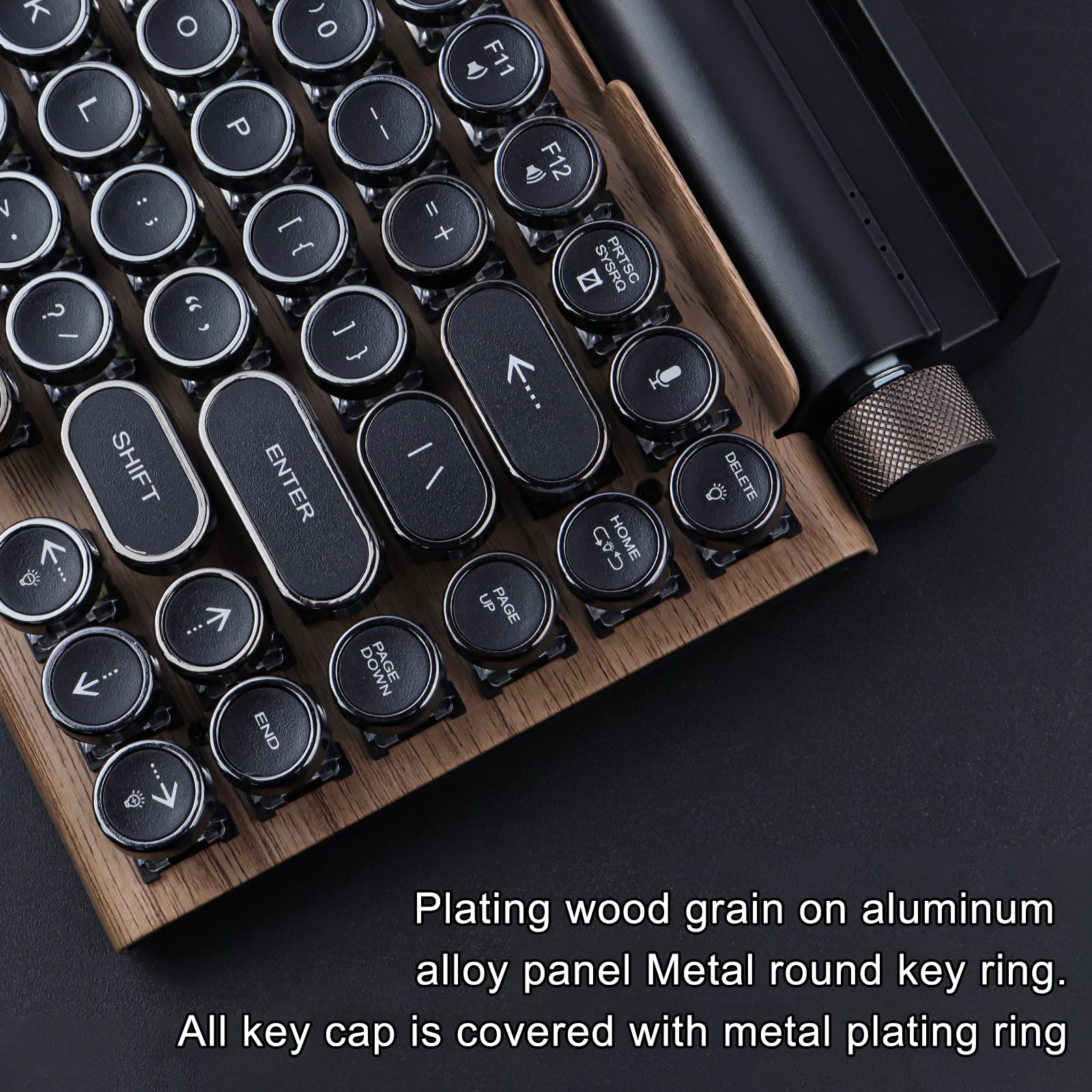 JOMKIZ Retro Typewriter Style Mechanical Gaming Keyboard Blue Switch, 83 Keys Adjustable Brightness Mechanical Wired for PC, Tablet, for iOS, Android Phones