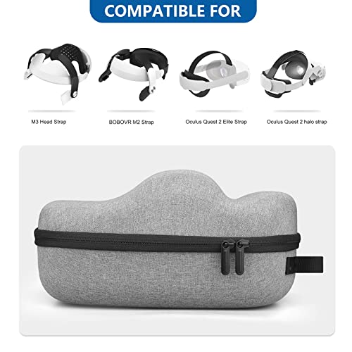 Esimen Hard Carrying Case for Oculus Quest 2, Compatible for Meta Quest 2 Elite Strap or KI WI Head Strap BOBO VR M2/M3/M5/K3/K5/K6 Head Strap and Accessories,Storage Case for Quest 2 (Grey)