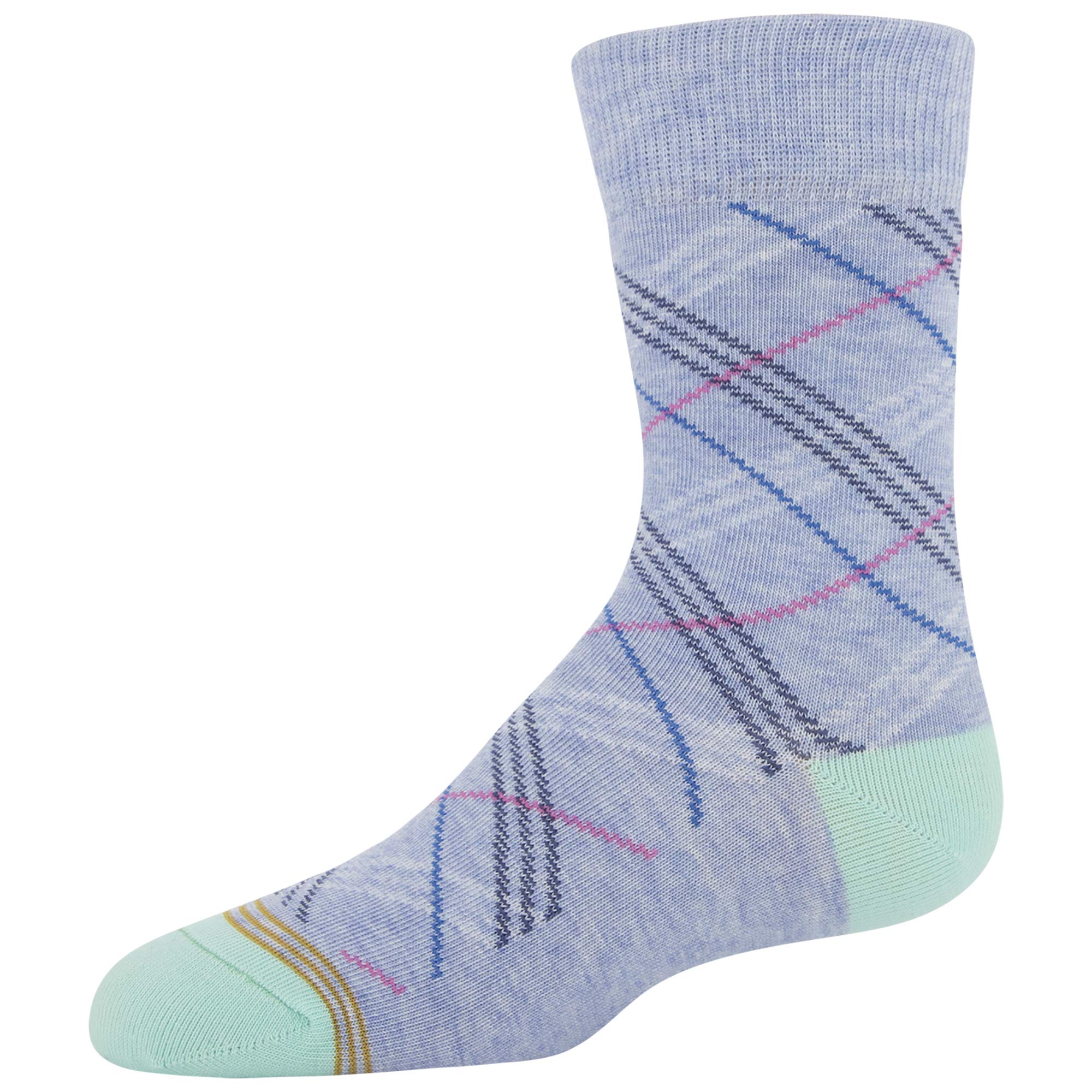 Gold Toe Boy's Dress Crew Socks, 3 Pairs, Peacoat/Grey Heather/Red, Shoe Size: 3-9