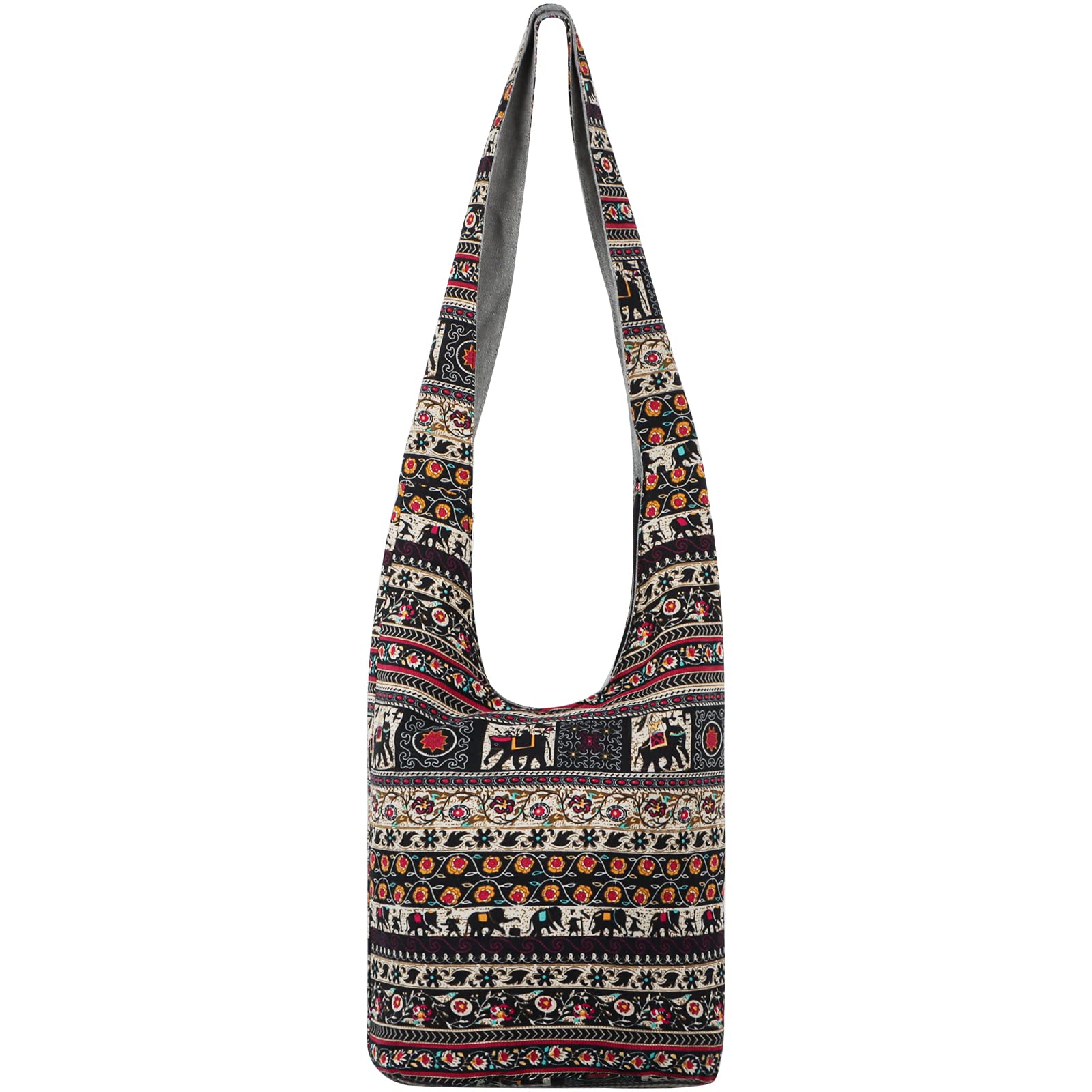 Fecialy Bohemian Shoulder Bag Printed Hippie Hobo Sling Bags Canvas Crossbody Bag for Women