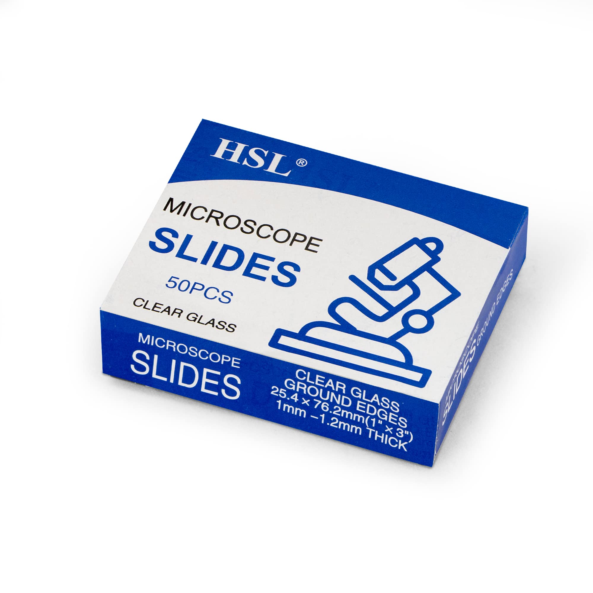 HSL Microscope Glass Slides 50 Pcs Pre-Cleaned Blank Microscope Slides and 100 Pcs 24 * 24mm Square Cover Glass,Ground Edge,Clear Glass