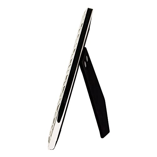 Modern Designer Silver Plated Steel Metal 4x6 Picture Frame with Hammered Frame | Luxurious Black Velvet Backing | Portrait or Landscape