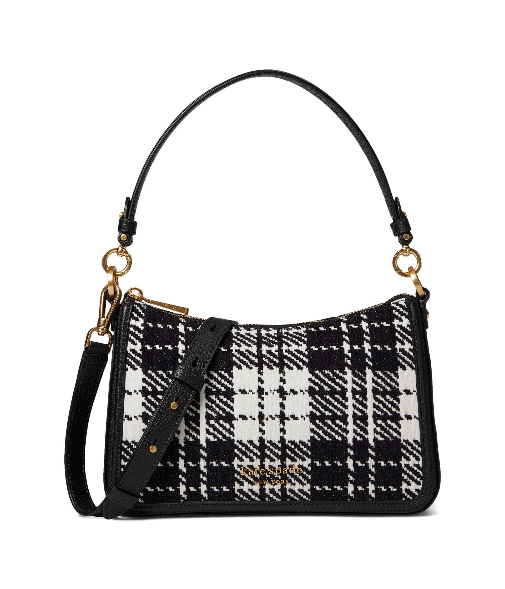 Kate Spade New York Hudson Plaid Medium Convertible Crossbody Black Multi One Size