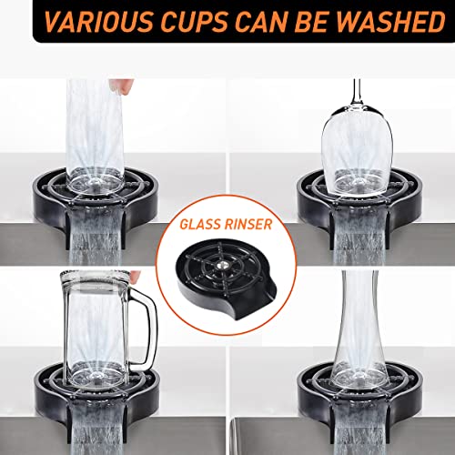 Genround Glass Rinser, Easy to Install Bottle Washer, Stainless Steel Glass Rinser for Kitchen Sinks, Bar Glass Rinser for Red Wine Glass Wash, Kitchen Sink Accessories, Automatic Flushing Device