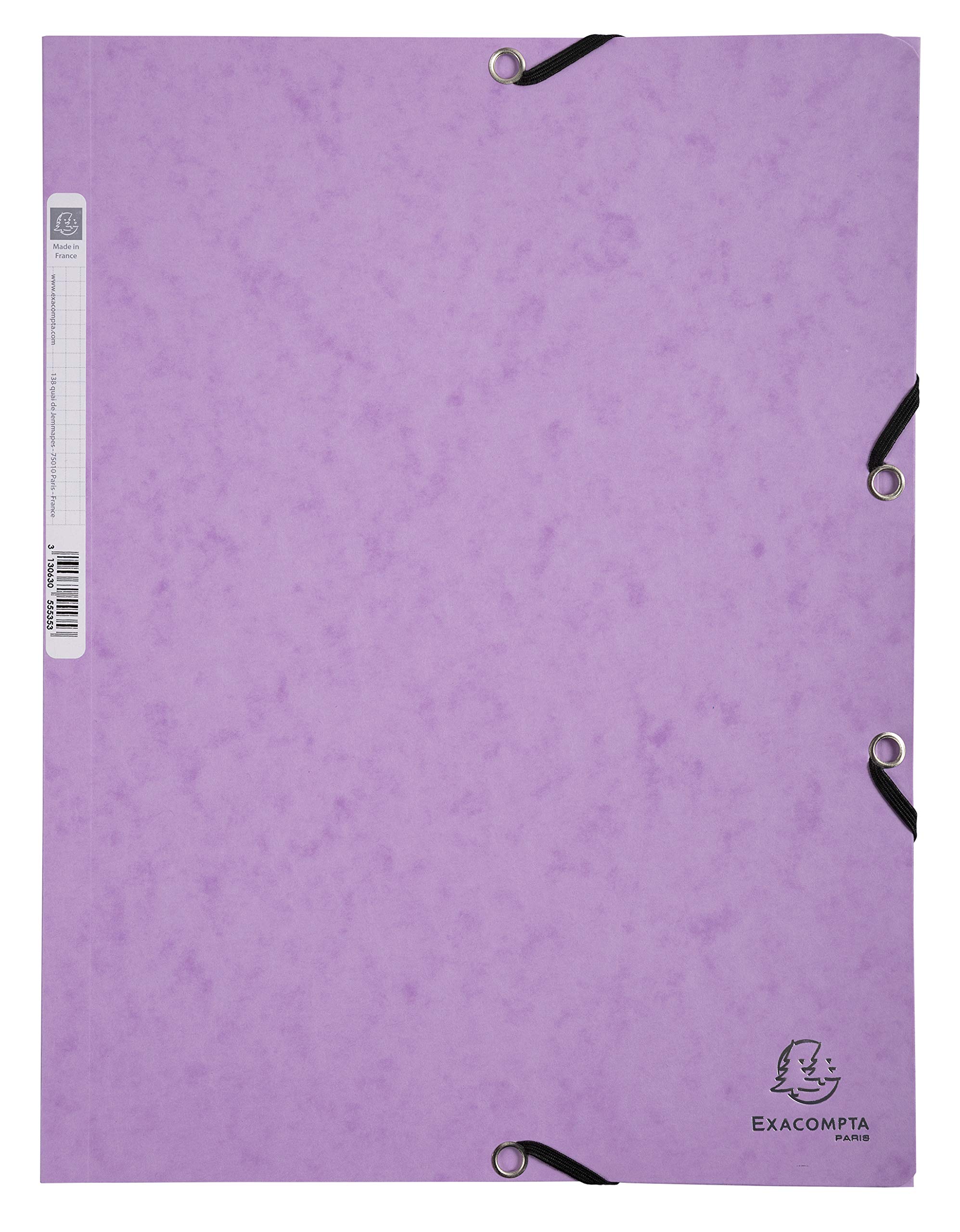 Exacompta 55560E Elasticated Document Folder with 3 Flaps in Glossy Card 400 g/m2 for A4 Document Filing Assorted Colours