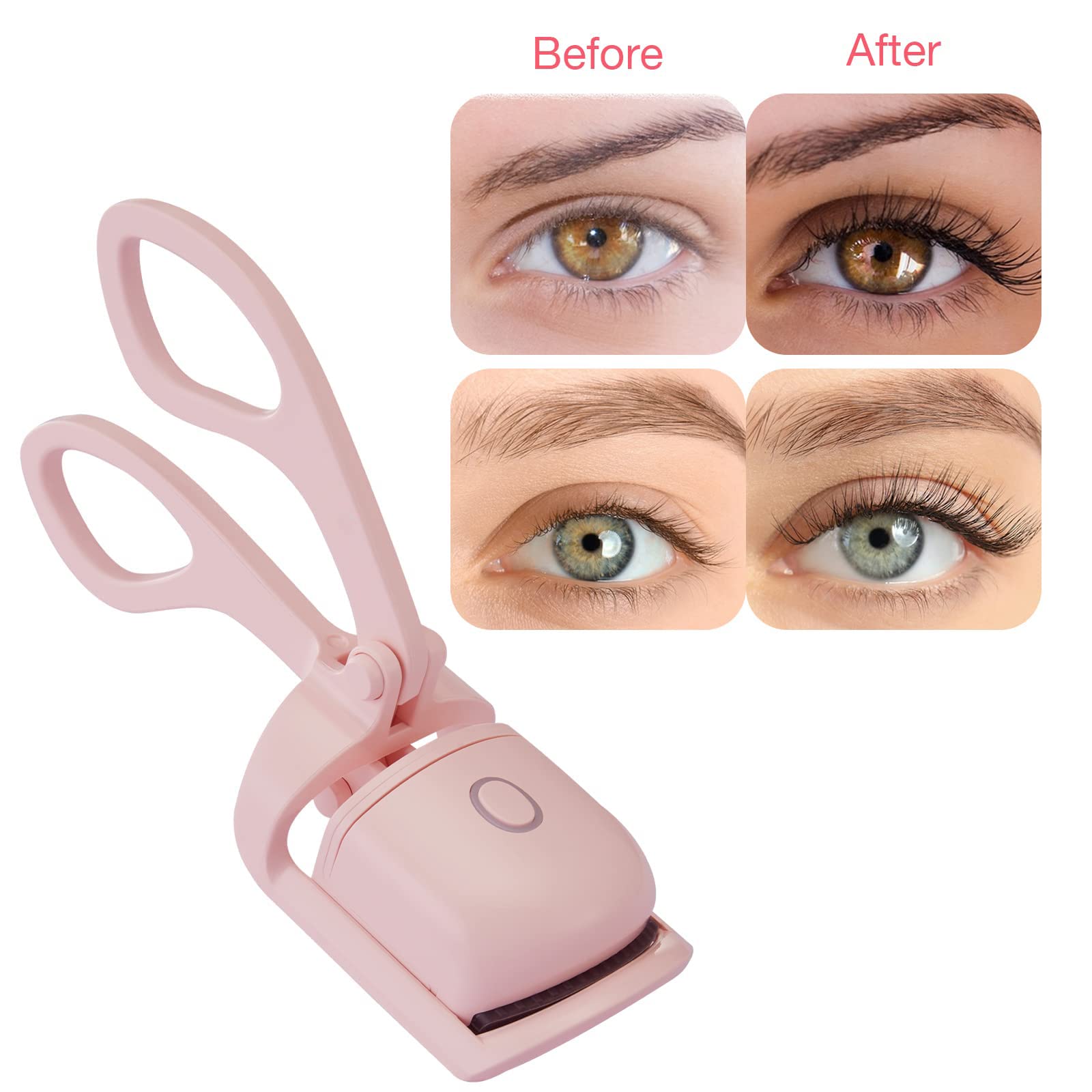 HUAKARAD Heated Eyelash Curler with Comb, USB Rechargeable Electric Eyelash Curler, Warm Eyelash Curler,2 Heating Modes Eyelash Curlers Heated Quick Natural, Long Lasting
