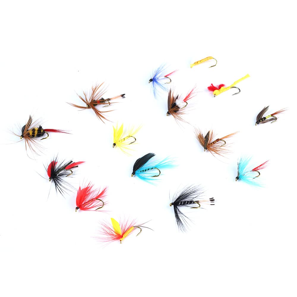 Fishing Gear Assortment Kit Wet/Dry Fishing Flies Fly Lures Streamer Trout Pike Bass Baits