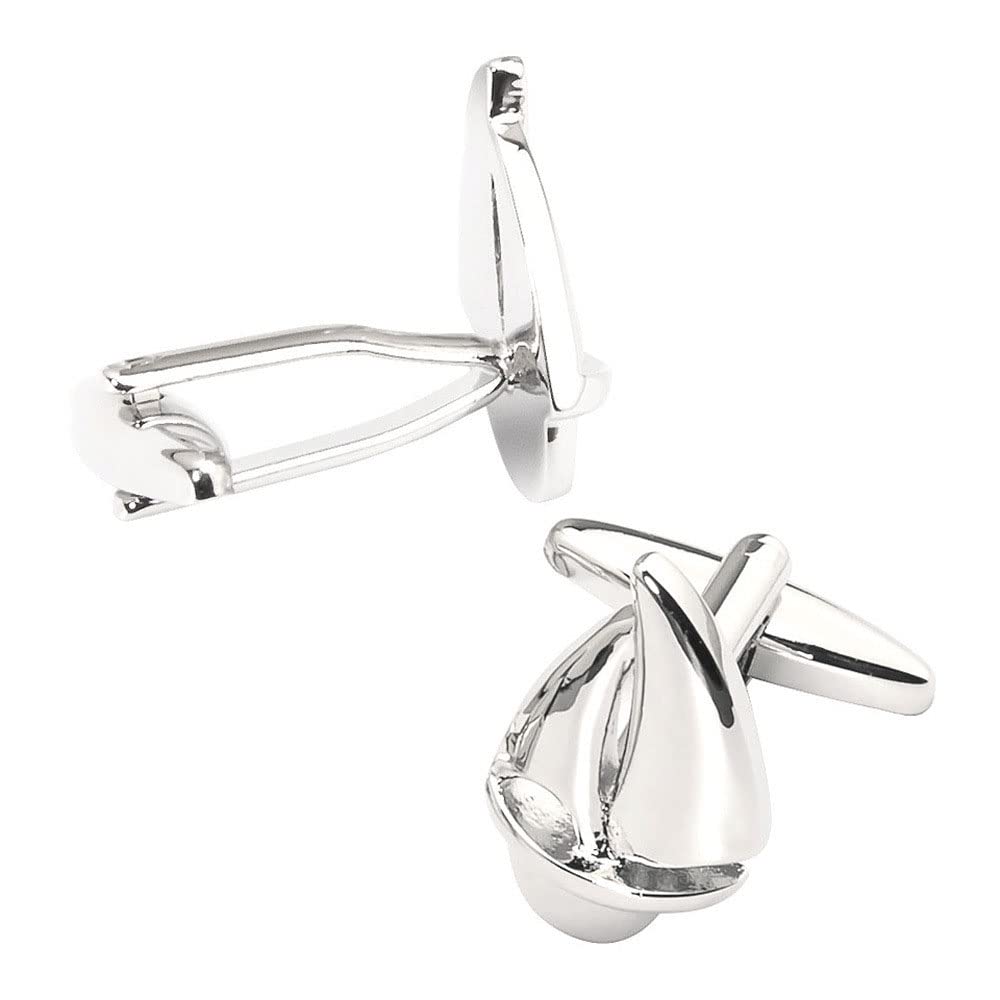 Fun Sailboat Shape Glossy Metal Cufflinks Men's French Shirt Cuff Button Cuff Studs