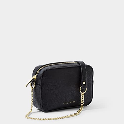 KATIE LOXTON Millie Small Womens Vegan Leather Chain Strap Mini Crossbody Clutch Handbag Purse Black