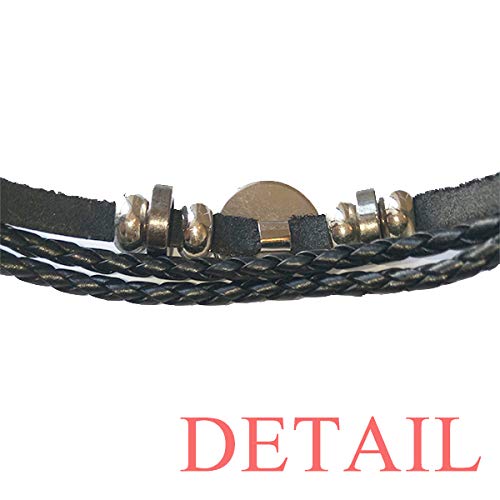 DIYthinker Black Ferocious Rottweiler Dog Pet Animal Bracelet Braided Leather Rope Bead Wristband