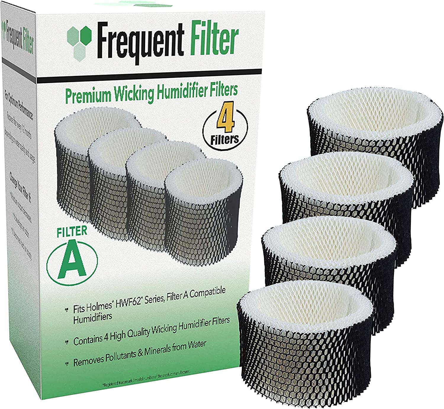 Frequent Filter Holmes Compatible Humidifier Filter- HWF62 & HF62CS, FIlter A (4 PACK)